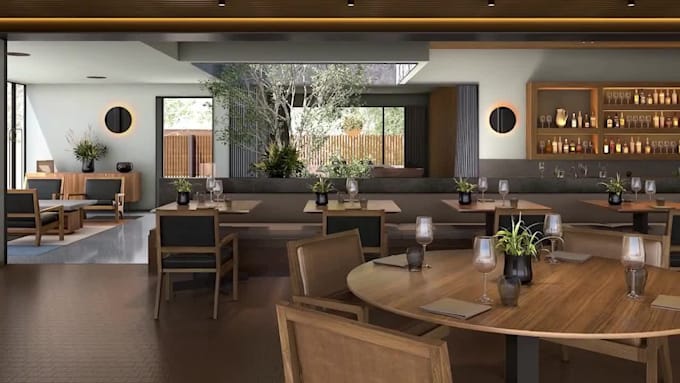 Do 3d cgi restaurant interior, 3d hotel, restaurant render, cafe ...