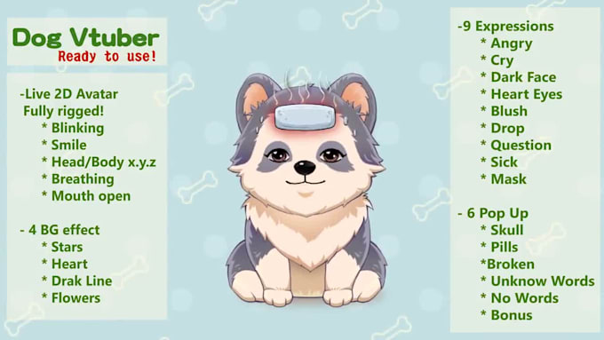 Design live2d animal vtuber model, 2d animal vtuber rigging, live2d ...