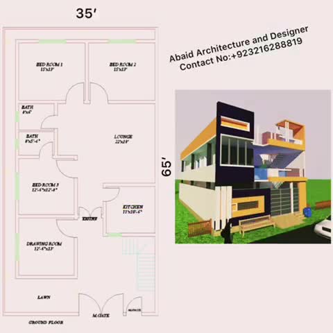 Draw dimensional architectural 2d and 3d plans by Abaidjutt786 | Fiverr
