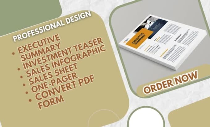Design executive summary, investment teaser, one pager, sales ...