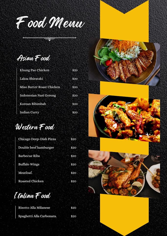 Design modern food menu restaurant menu card flyer brochure by ...