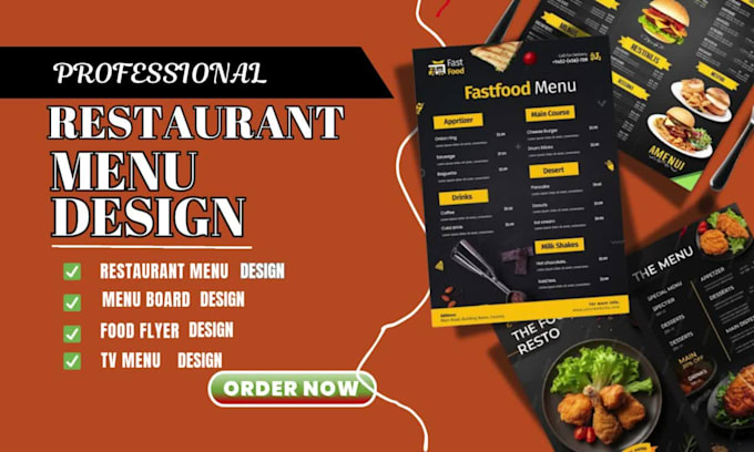 Design digital menu, menu board,food flyer, tv menu, modern restaurant ...