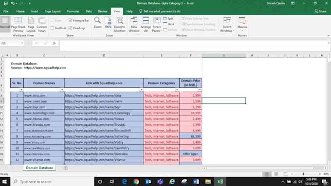 Do your data entry, excel database editing by web research by Shoaib ...