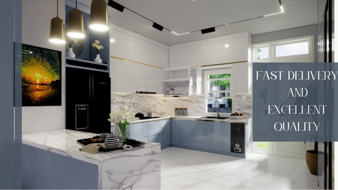 Design 3d rendering of your minimalist, modern kitchen by Doan_trung ...