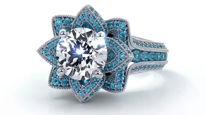 Do jewelry cad design solitaire engagement and wedding ring in matrix ...
