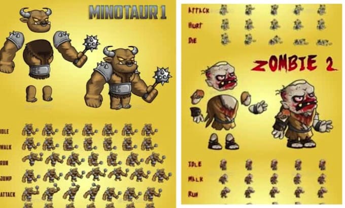 Create pixel art sprite sheet and animation by Fabregas_bruno | Fiverr