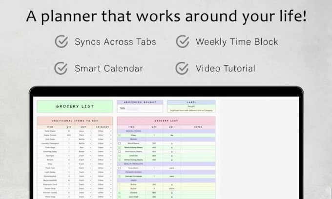 Adhd planner spreadsheet budget tracker template digital calendar in ...