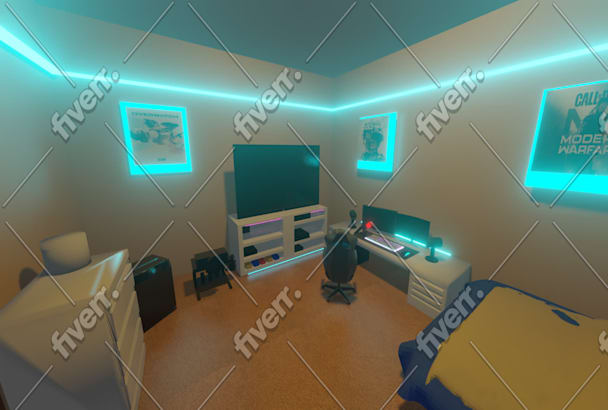 Make you a 3d model of your gaming setup in blender by Notslavic