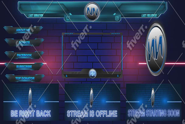 Best twitch overlays,logo ,animated stream overlay packages by Zabie07