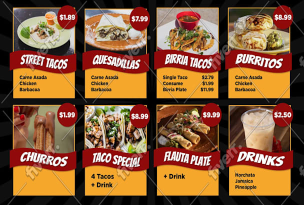 Design digital screen food menu tv board for your restaurant by ...