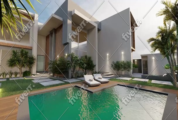 Design your garden, backyard,swimming pool patio, terrace and render ...