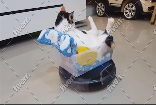 Add logo to video cat ride on irobot by Krumpiii